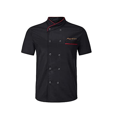 WintSallTab Personalized Chef Jacket Custom Short Sleeve Chef Coat Embroidered Name Chef Shirt Restaurant Work Uniform for Men Women X-Large