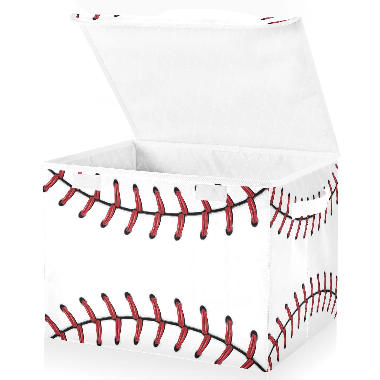 RunningBear Softball Baseball Lace Large Storage Bins with Lid Collapsible Storage Bin Box Shelves Cube Storage Decorative Storage Boxes for Living Room Office