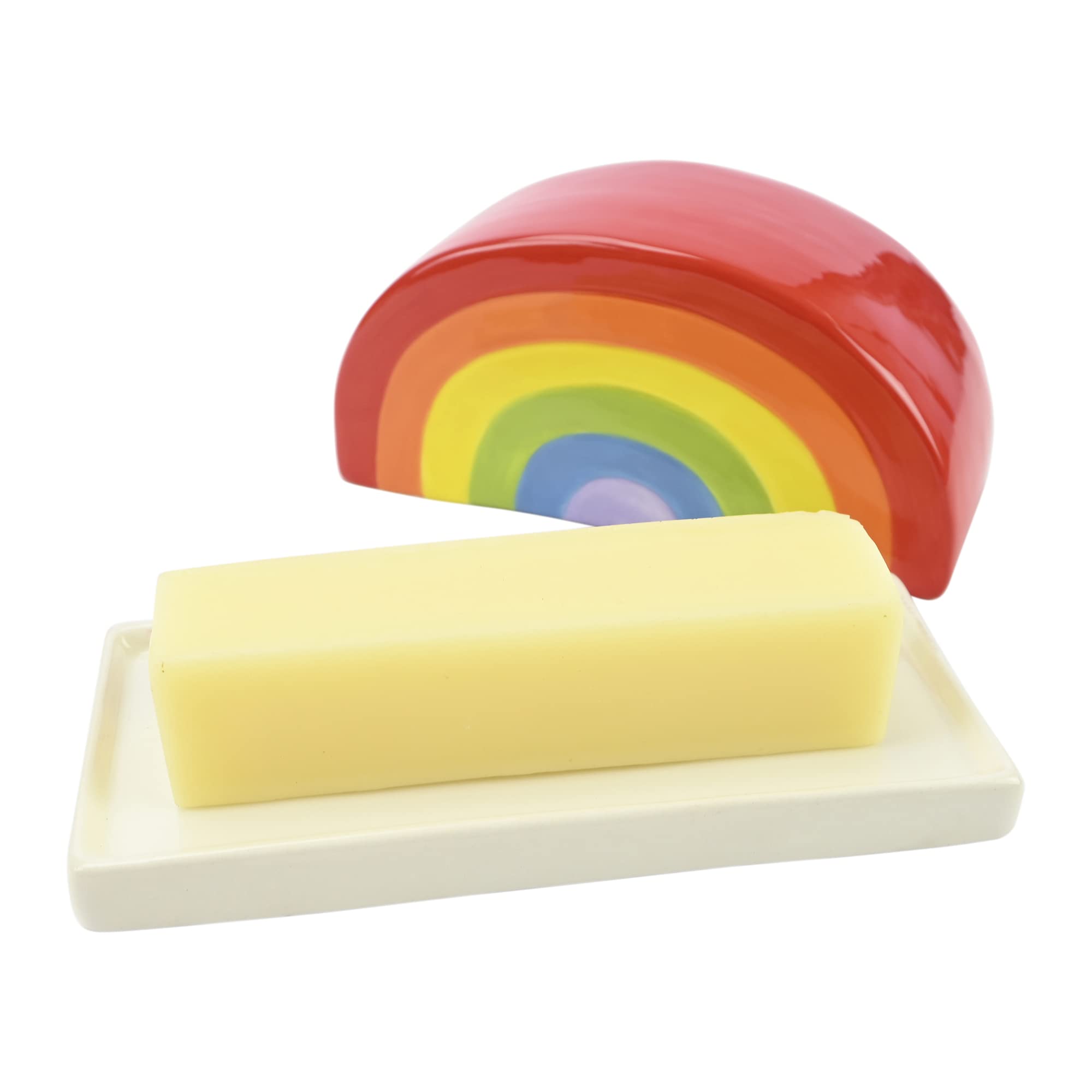 Rainbow Ceramic Lidded Butter Dish