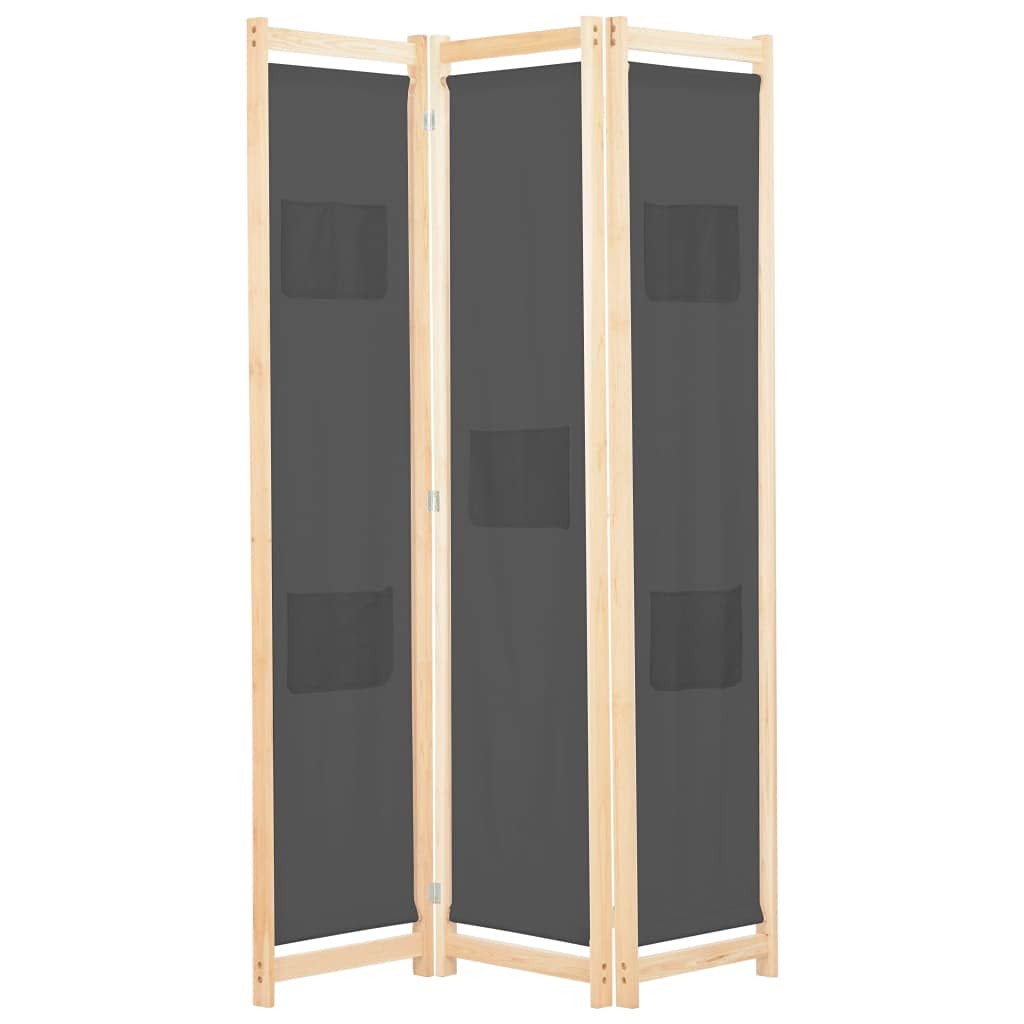 Natulvd Room Divider with Wood Frame, Folding Privacy Screen Partition, Free Standing Screen Room Separator, Office Privacy Wall Partition Panel - Grey - 3-Panel