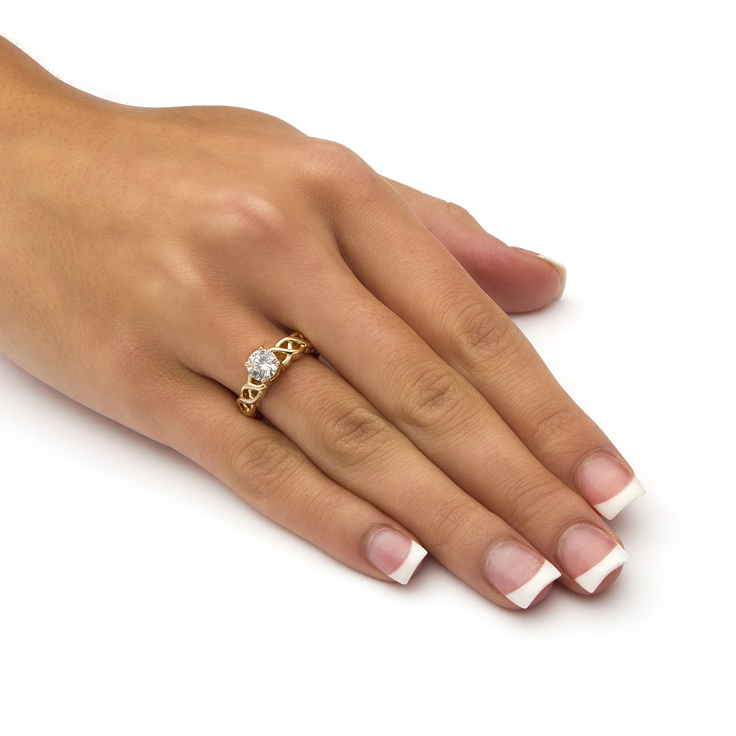 PalmBeach Jewelry Yellow Gold-Plated Round Cubic Zirconia Lattice Solitaire Engagement Ring Sizes 5-10 Size 8
