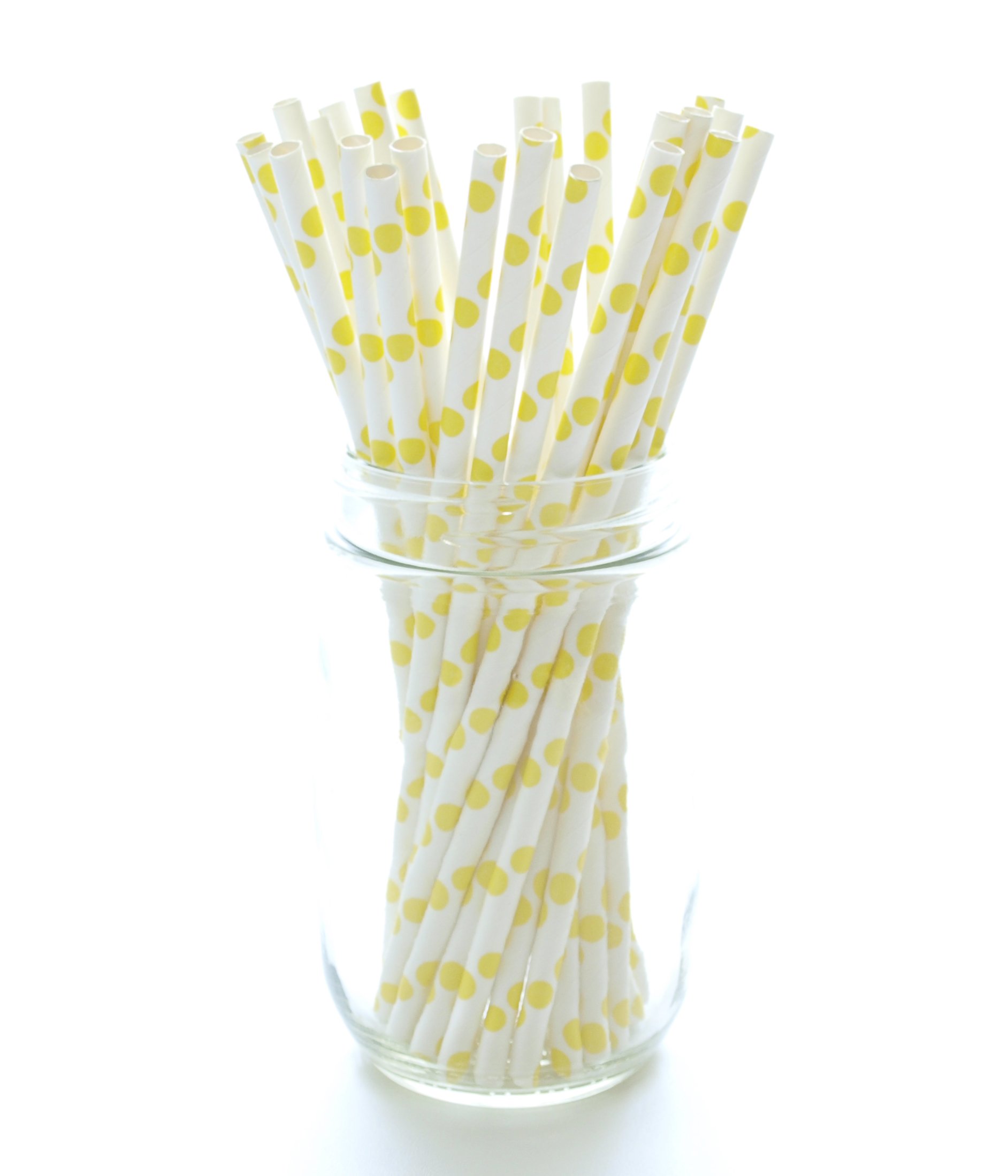 Yellow Wedding Straws, Wholesale Paper Straws, Summer BBQ Party Supplies, Lemonade Drinking Straws (75 Pack) - Yellow Striped, Polka Dot & Chevron Straws