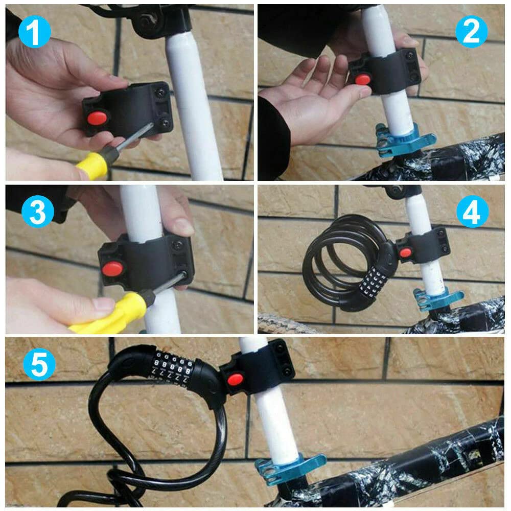 Vtuvia Bike Lock,4 Feet High Security 5 Digit Bicycle Lock Anti-Theft Retractable Combination with Mounting Bracket