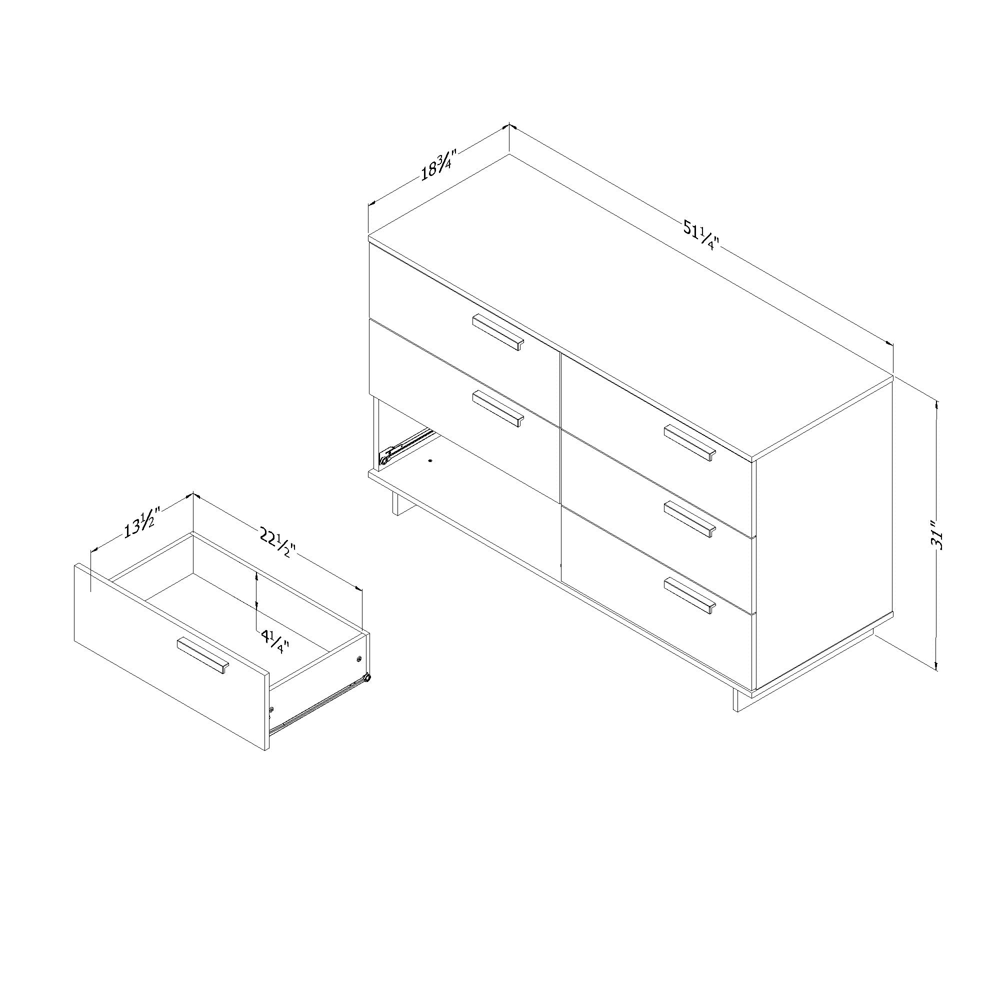 South Shore Cavalleri 6-Drawer Double Dresser, Pure White