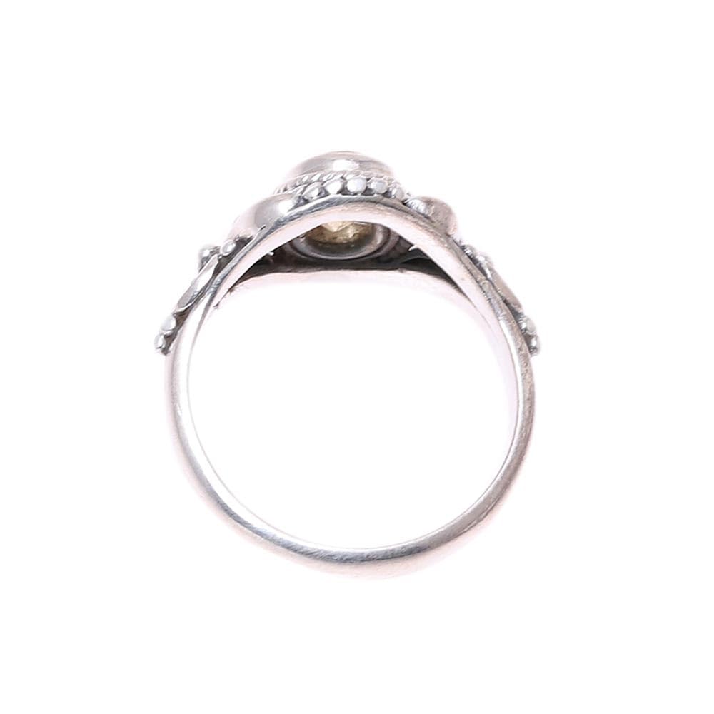NOVICA Artisan Handmade .925 Sterling Silver Citrine Cocktail Ring Traditional from India Single Stone Birthstone 'Traditional Romantic'