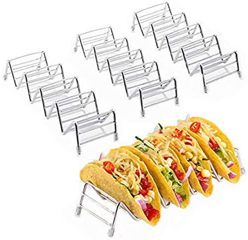 Taco Huyaco Rack, Taco Holder, Taco Stand | Holds up to 20 Tacos - Soft or Hard Shell | Premium Quality 304 Stainless Steel (8.5Ć¢ā¬Ā long) | Silicone Feet | Pack of 4