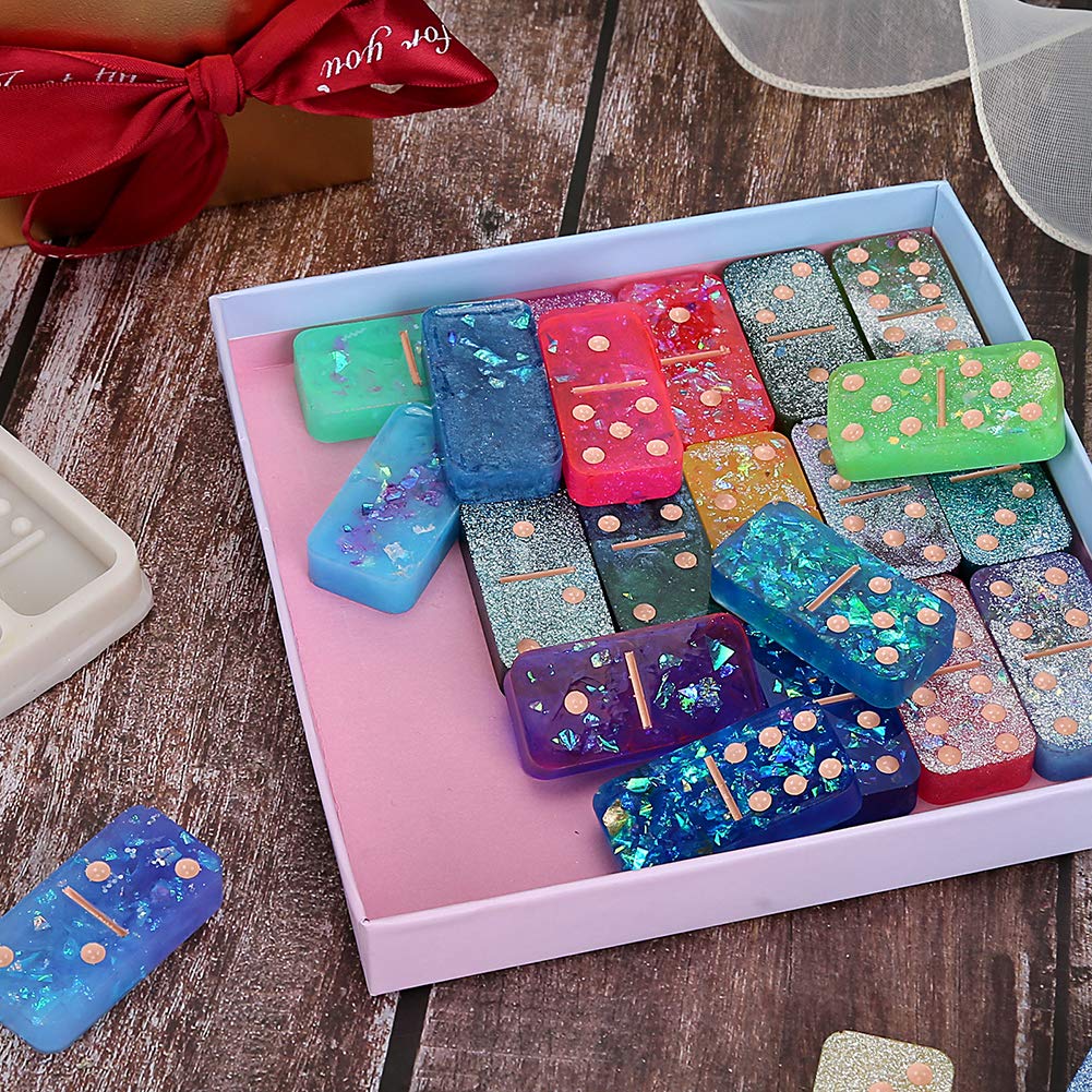 Professional Domino Molds for Resin Casting, Jumbo Silicone Dominoes Mold 28 Cavities, Baking Molds β Flexible and Non-Stick Design β Ideal for Chocolate Bar Mold, Soap, Jelly, Cake Ornaments