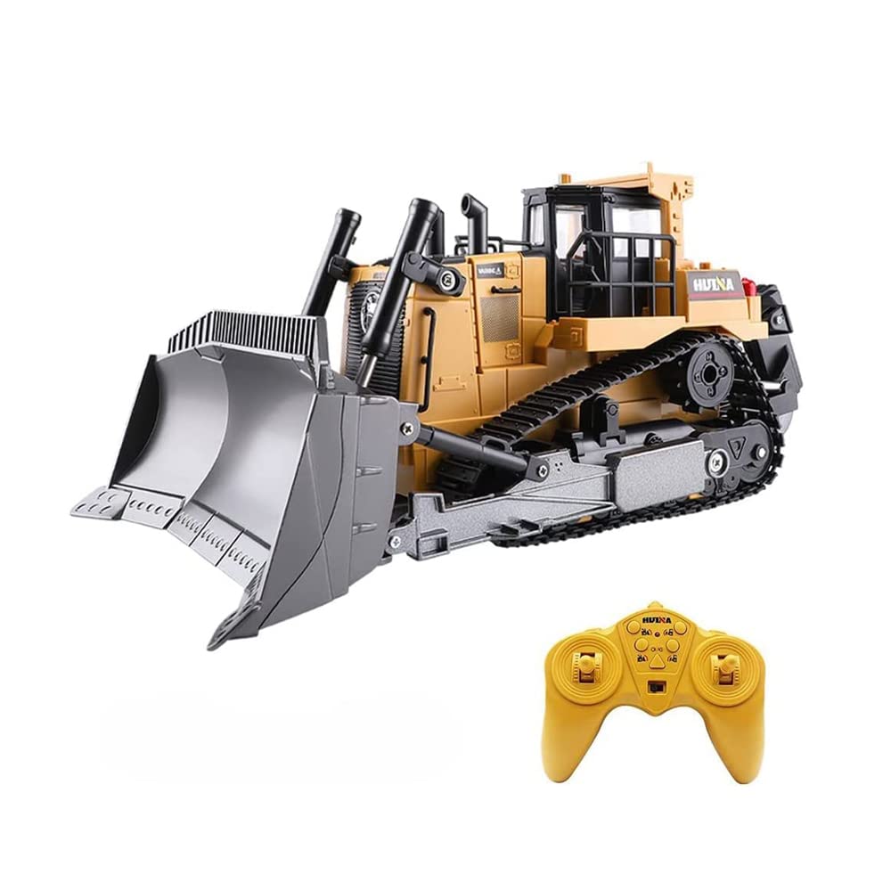 ZRYYWAN RC Bulldozer Toy 1/16 Scale 9CH RC Front Loader Tractor, Full Functional 2.4Ghz Remote Control Bulldozer RC Construction Vehicles Truck Toys Gift with Light and Sound for Kids Adults