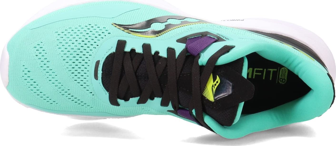Saucony Women's Guide 15 Road Running Shoe, Cool Mint/Acid, 9.5 Wide