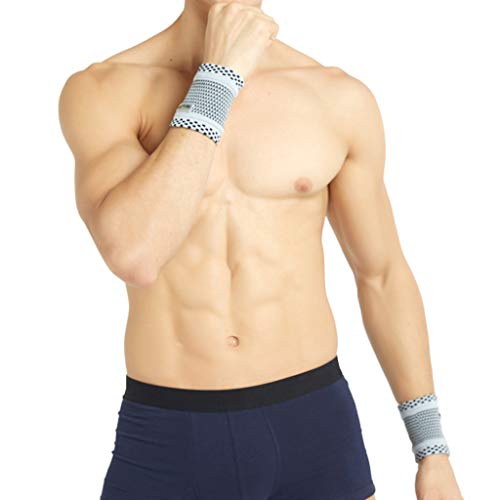 NeoTech Care Wrist Band - Light, Elastic, Men, Women, Right or Left - Grey Color (Size S, 1 Pair)