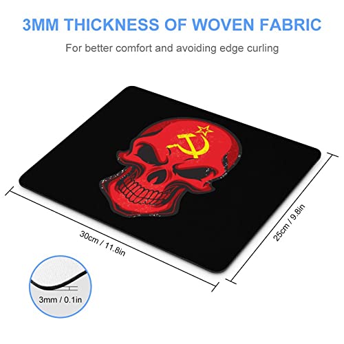 Uni Soviet Flag Skull Square Mouse Pad Non-Slip Rubber Base Gaming Mousepad Mat for Home Offce Computers 25*30cm