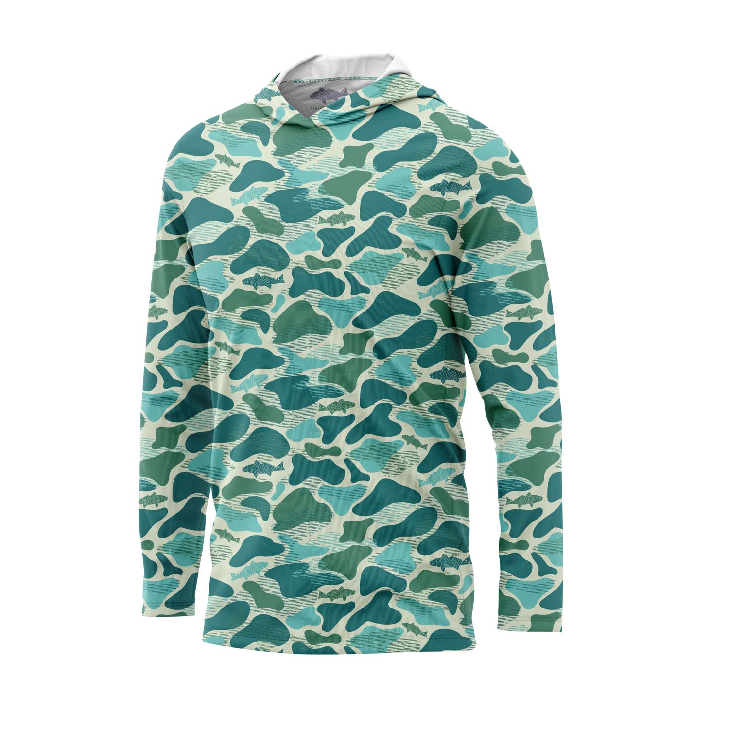 Southern Fin Apparel Performance Fishing Hoodie Shirt for Men Women UPF UV 50+ Lightweight With Hood (Small, Green Camo, s)