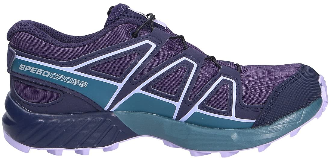 Salomon Kid's Speedcross CLIMASALOMON Waterproof Trail Running Shoes, Grape/Mallard Blue/Lavender, 5 Big Kid