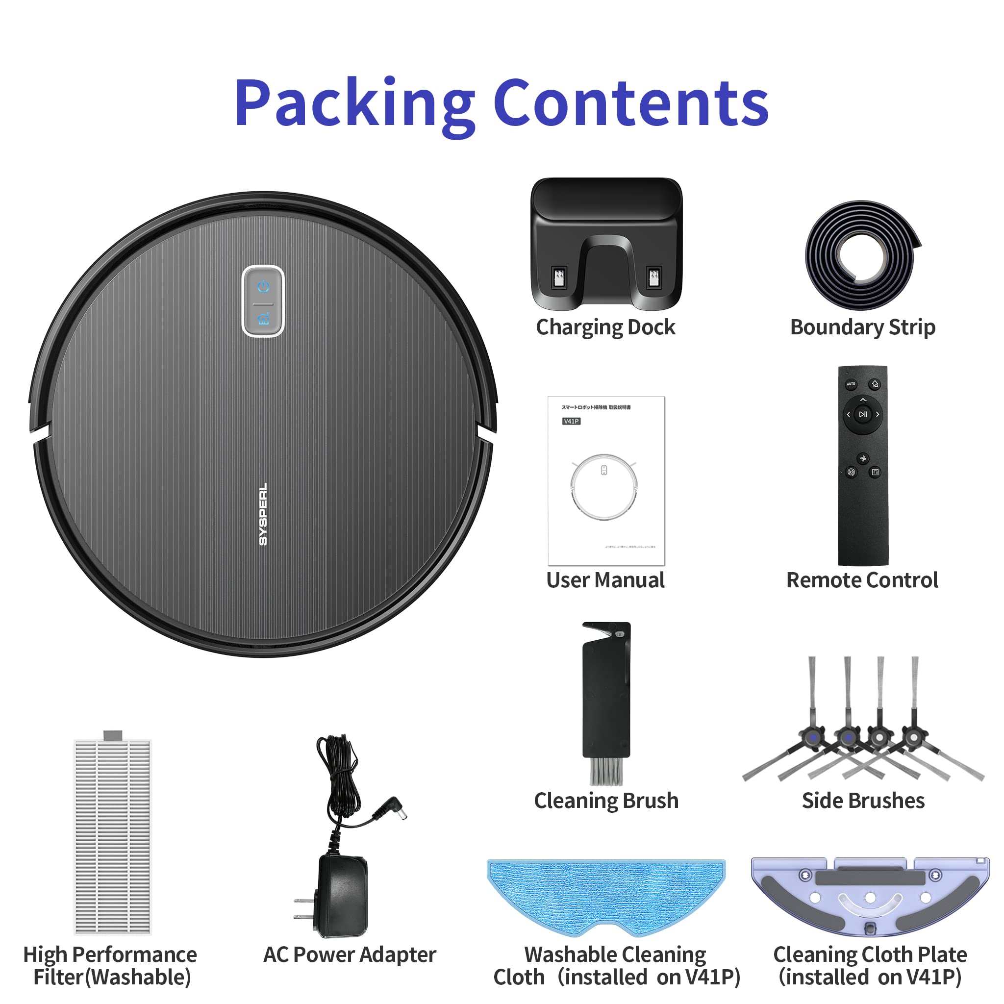 SYSPERL 2 in 1 Robot Vacuum and Mop, 2600Pa Robot Vacuum Cleaner with Mapping Technology, WiFi/Alexa/APP/Remote Control Self Charging Vacuum for Hardwood Floors, Carpet, Ideal for Pet Hair