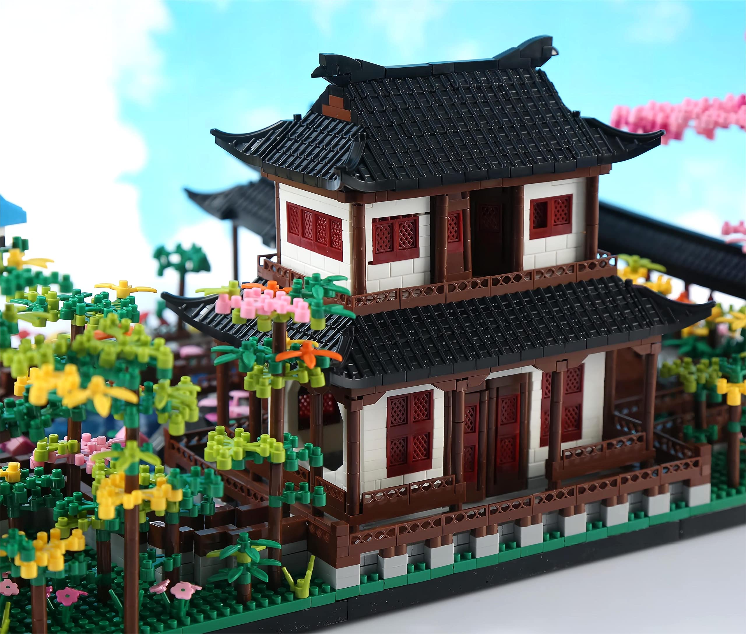 Yushinv 4997 PCS Cherry Blossom Tree Building Set with Gift Box, Original Scene Music Cherry Bonsai Tree Building Sets(Type :Symphony), Sakura Tree House Building Kit, Cherry Bonsai Tree Building Set