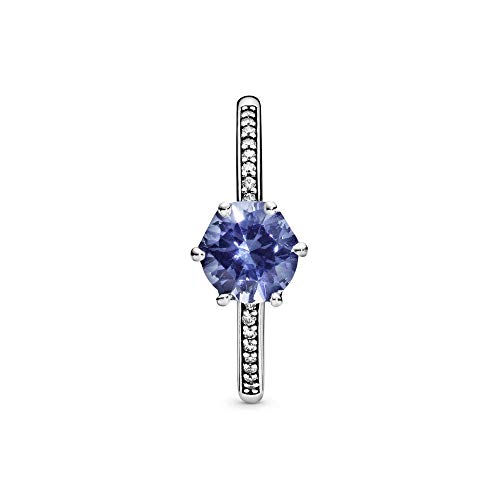 PANDORA Blue Sparkling Crown 925 Sterling Silver Ring, Size: EUR-58, US-8.5-198289NSWB-58