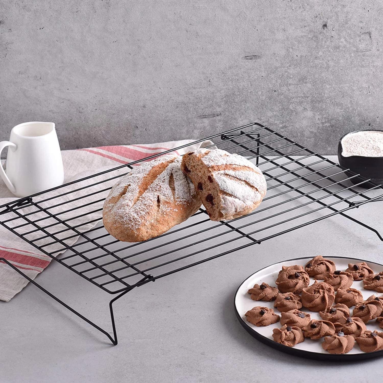Three-layer Baking Cooling Rack Bread Cooling Rack Cake Rack Baking Tools Black Non-stick Cooling Rack Stackable