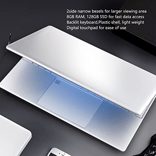 Rosvola 15.6 Inch Laptop High Speed Digital Touchpad 1920x1080 128GB SSD 8G RAM IPS Home Laptop (US Plug)