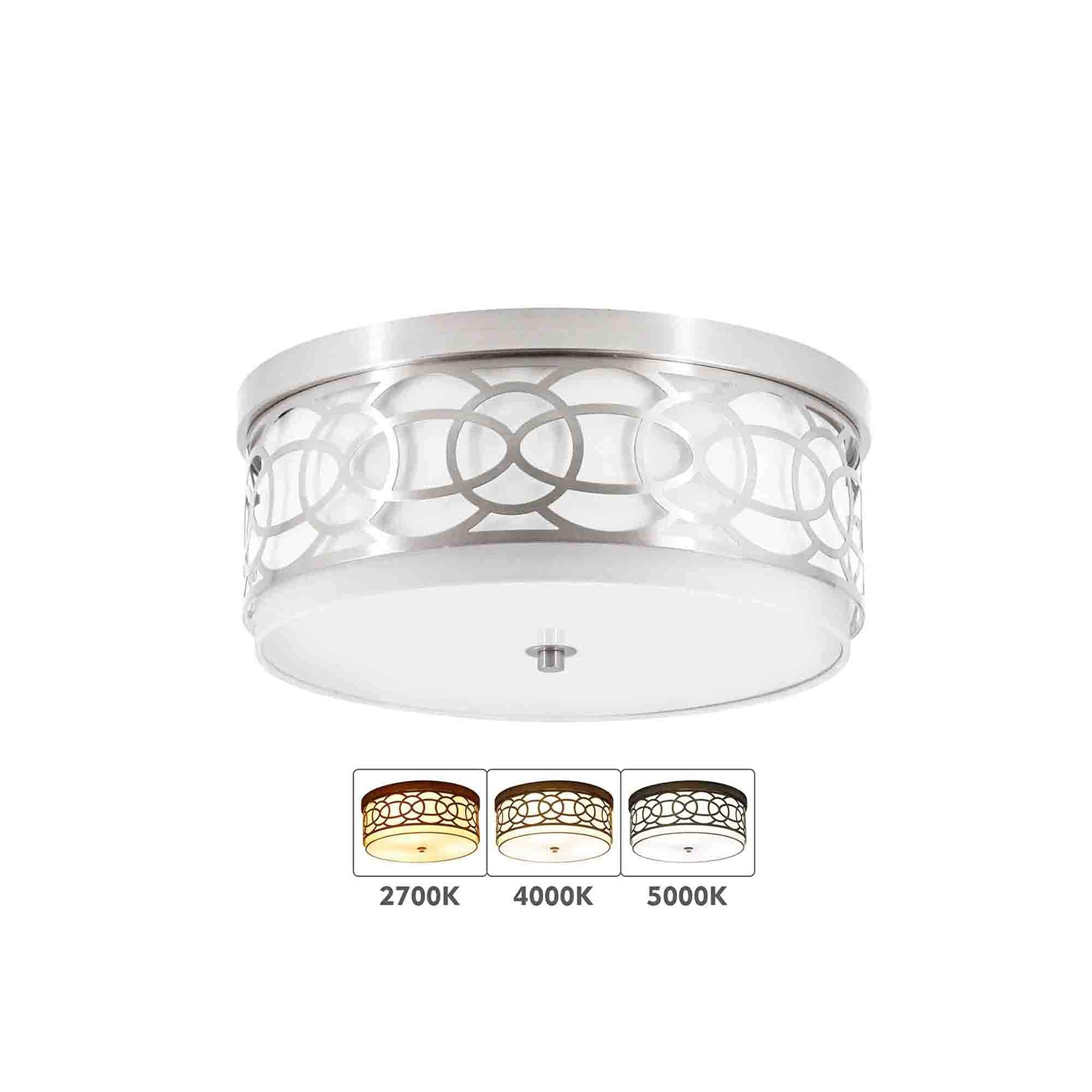 RUNTOP Flush Mount Ceiling Light, 3-Lights Modern Entry Light Fixture, Bedroom Ceiling Drum Light, Flush Mount Drum Light for Dining Room, Hallway,Living Room with 3 X E26 Dimmable LED Blubs