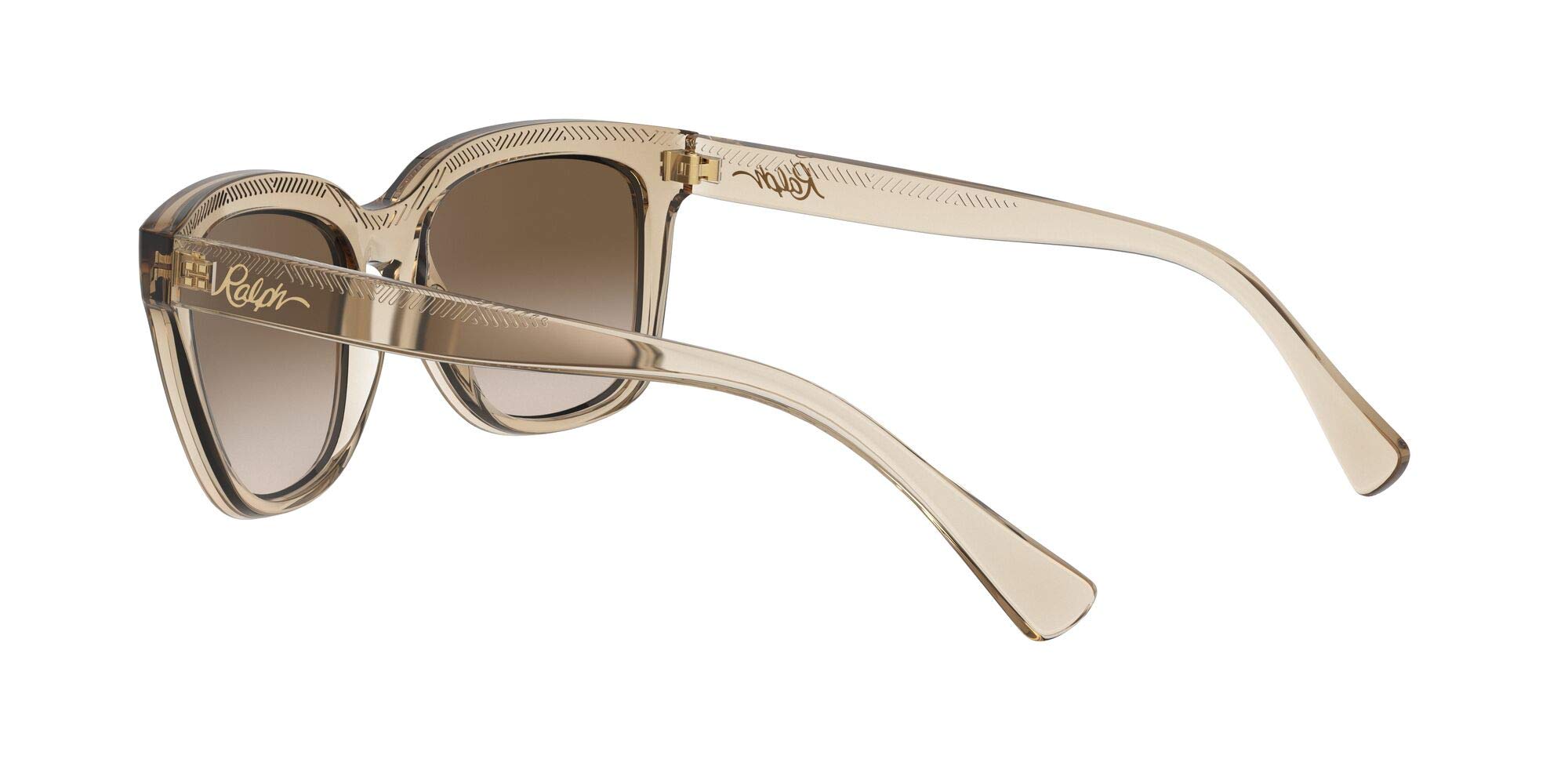 Ralph by Ralph Lauren Women's RA5261 Round Sunglasses, Shiny Transparent Brown/Gradient Brown, 53 mm