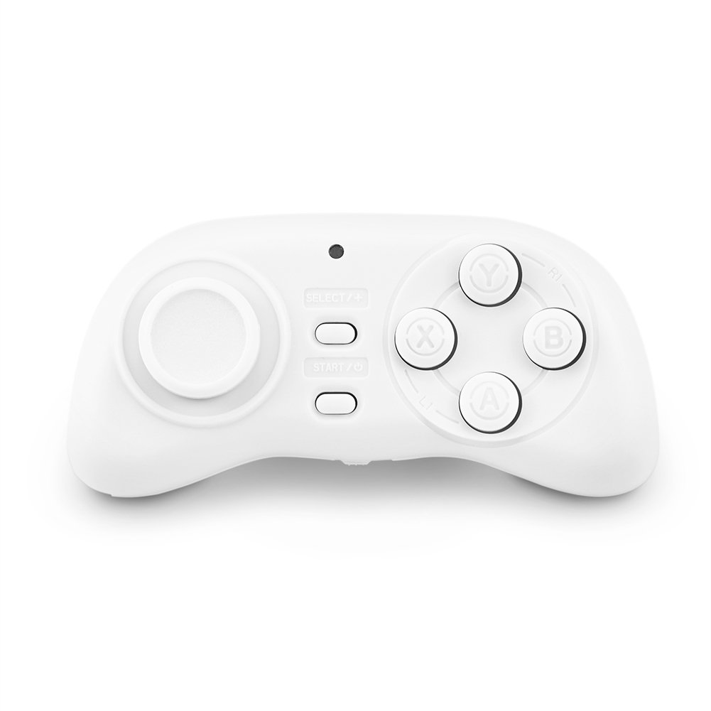 PL-608 Mini Bluetooth Gamepad, Portable Wireless Bluetooth Gaming Controller with Remote Shutter Multimedia Controller, for Mobile Phone, Tablet and PC(White)