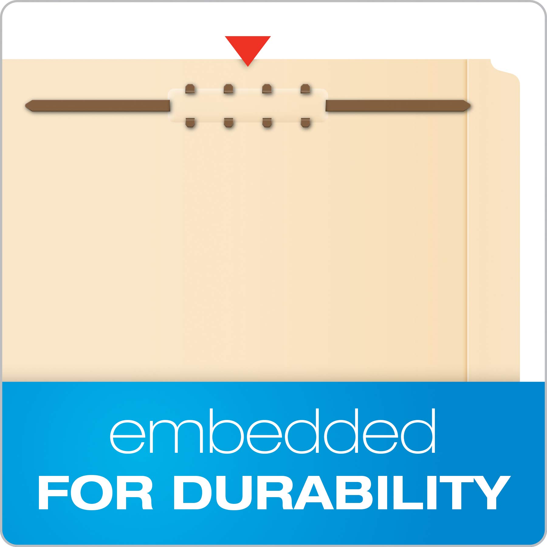 Pendalfex Fastener Folders, Poly Reinforced Spine, Reinforced Tabs, Letter Size, 8-1/2" x 11", 2 Embedded Fasteners, 1/3-Cut, Manila, 50/Box (21310)