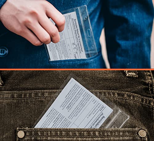 SUIXINFARO Waterproof Card Protector - 10 Pack Plastic ID Holder for Vaccination Clear Sleeves with Hole Slots Lanyards Vax Document Holders Resealable Zip, PVC 4.5''x3.1'', Transparent