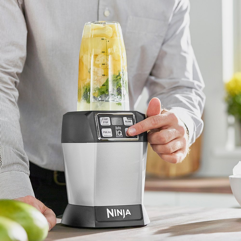 Ninja Auto-iQ Nutri Ninja Blender, Platinum | BL480 (Renewed)
