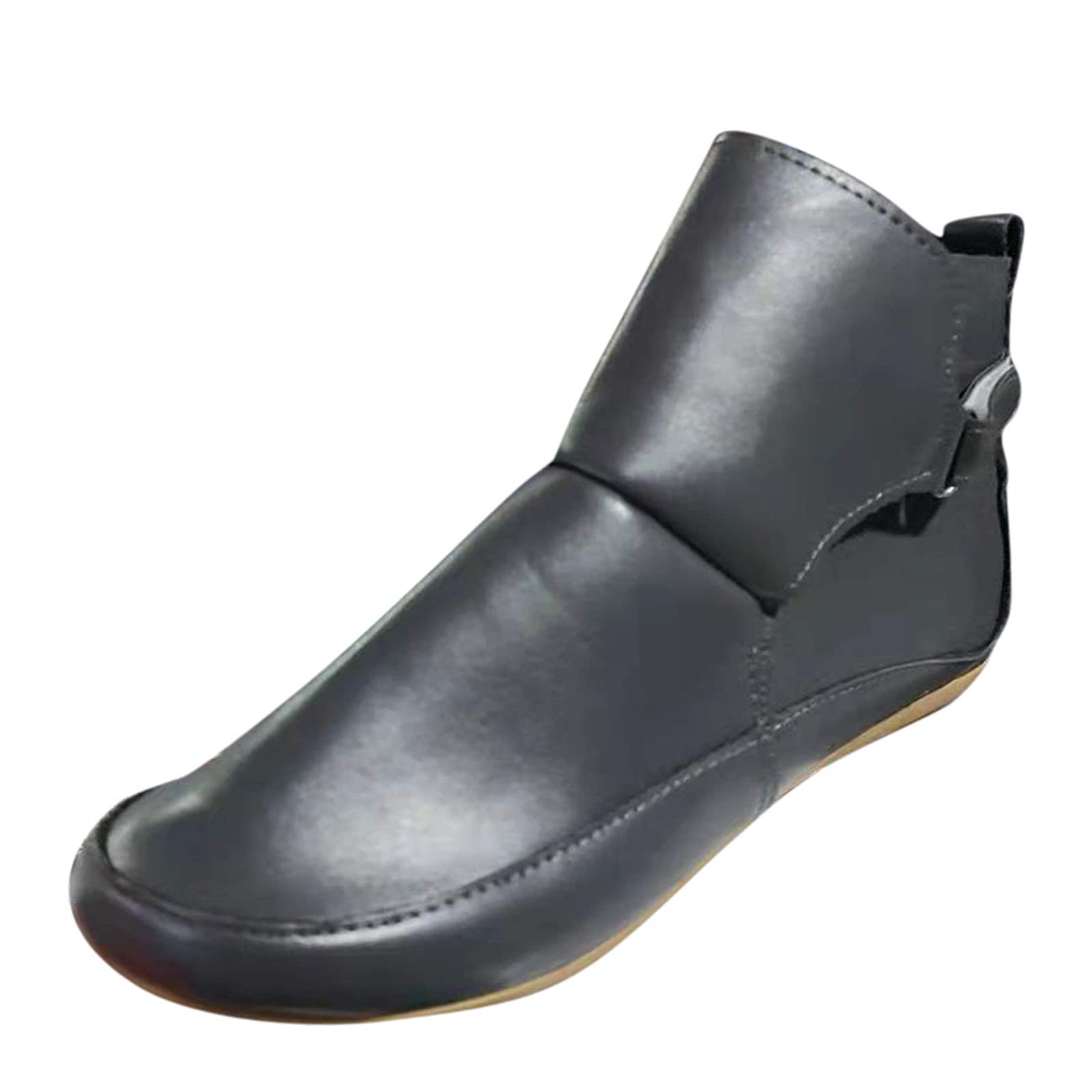 Womens Pointed Toe Ankle Booties Comfortable Chelseas Boots Shoes 2 Pure Loop Low Heeled Boots for Women Grey