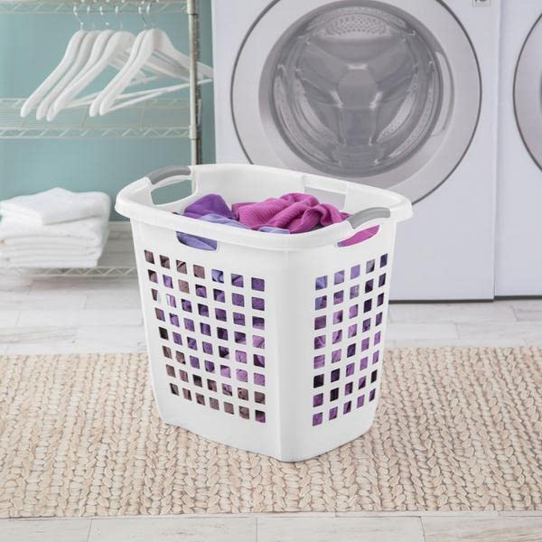 Sterilite Plastic Laundry Hamper with Handles, Portable Large Laundry Basket for Clothes for Home Bathroom Bedroom and College, Wholesalehome Cloth Included