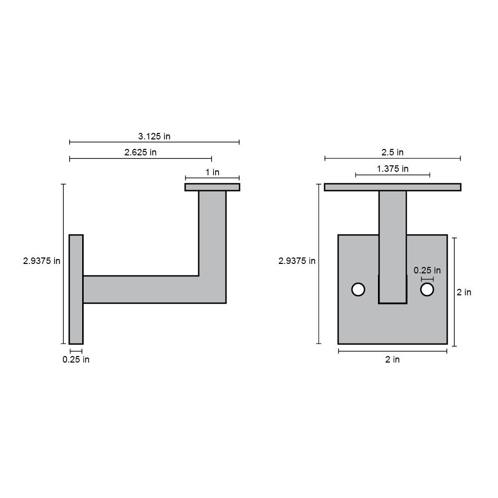 Minimal Handrail Bracket - Modern Steel Metal Stair Rail Black by Bold MFG & Supply in Austin TX