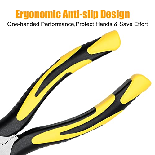 ZUZUAN Premium VISE-GRIP Long Needle Nose Pliers-Β 8β & 6ββ, Paper Clamp Precision, High Carbon Steel, Soft Grip with Wire Cutter, Long Nose Cutting Pliers for Home, Fishing, Jewelry, Crafts,2pcs