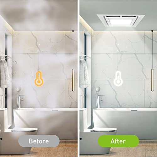 Tolery Bathroom Fan with Light Ceiling Mount Shower Ventilation Exhaust Fan with Color Change Light 3000K/4000K/6000KVent Fan and Light Combo for Home 1.0Sone 110 CFM 110V 4" Duct Square White