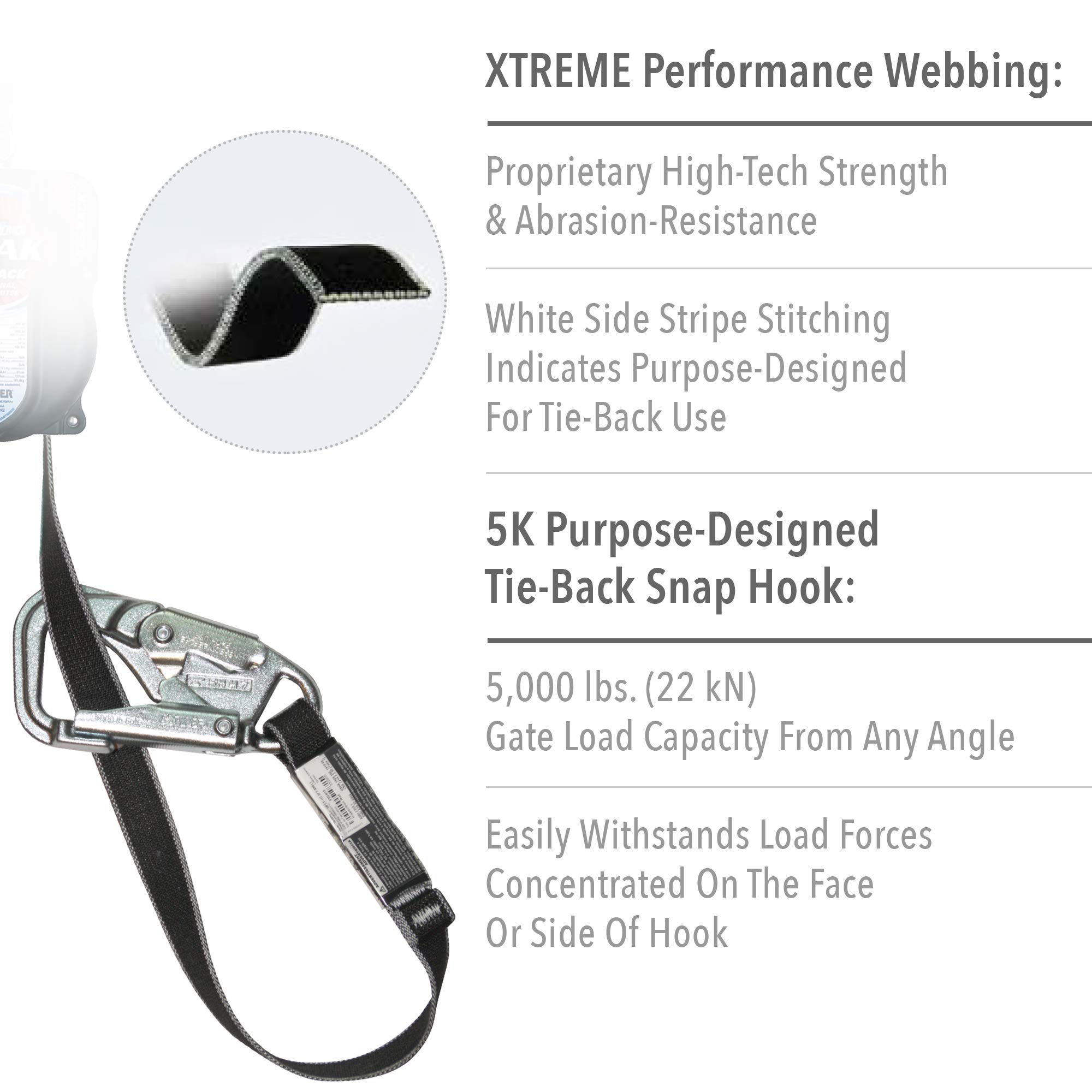 Miller Honeywell Home Miller Turbo T-BAK 7.5-Foot Tie-Back Personal Fall Limiter with Aluminum Twist-Lock Carabiner (MFLT-3/7.5FT)
