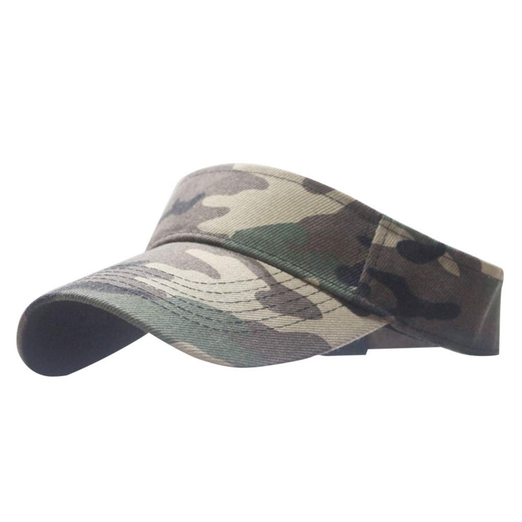 SSDXY Camouflage Sport Sun Visor Hat for Women Men Cotton Ball Caps Empty Top Baseball Washed Distressed Running Sun Cap Hat, One Size