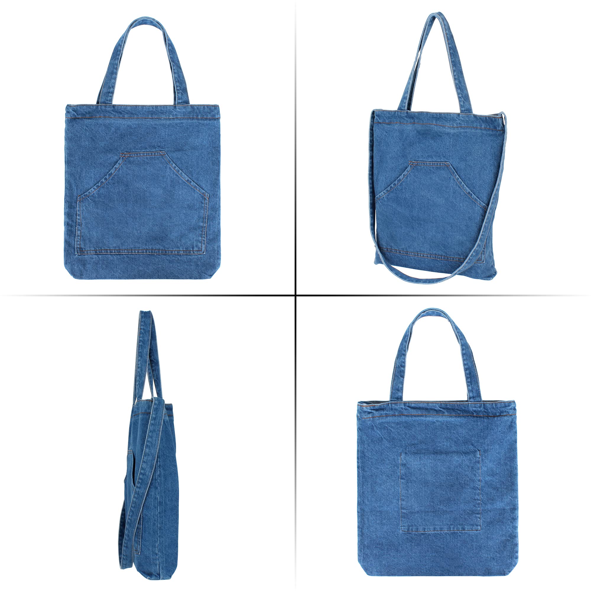 Van Caro Women Denim Shoulder Tote Crossbody Bag Casual Every-day Handbag Large Pocket, Light Blue01