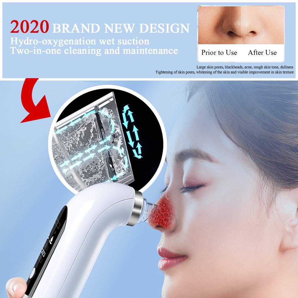 Pahajim Blackhead Remover Pore Vacuum - Electric Blackhead Vacuum Cleaner Blackhead Extractor Tool Device Comedo Removal Suction Beauty Device (White)