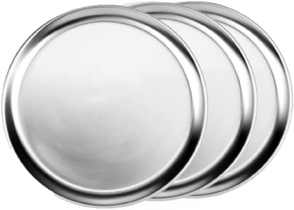 TrueCraftware Set of 3 Aluminum 22” Pizza Tray Pan Wide Rim- Bakeware Round Pizza Pan Pizza Tray Baking Tray Round Baking Tray for Home Kitchen Pizzeria & Restaurants