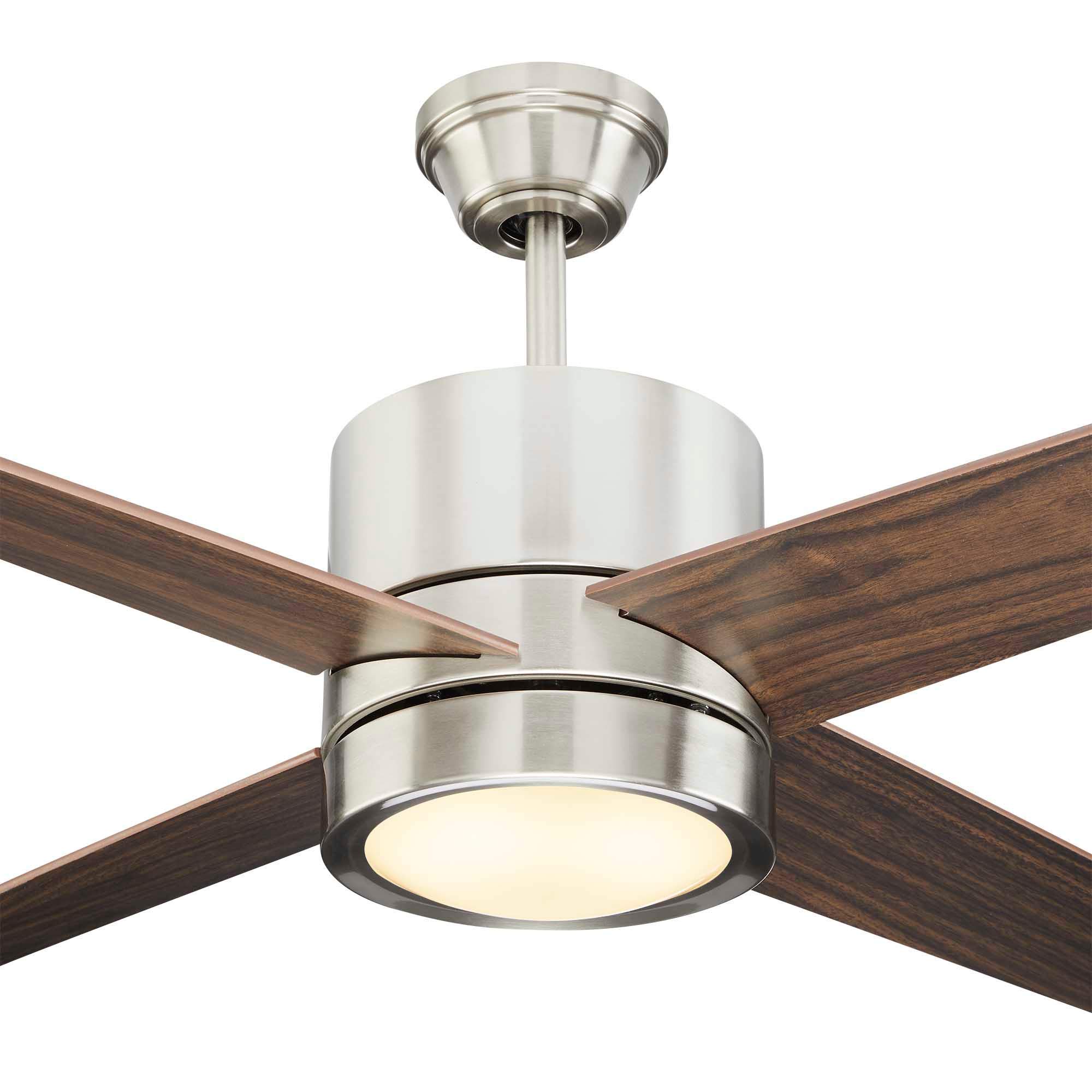 NOMA Ceiling Fan with Light | Reversible Maple or Distressed Walnut Blades | Dimmable with Remote | Brushed-Nickel Finish, 52-Inch
