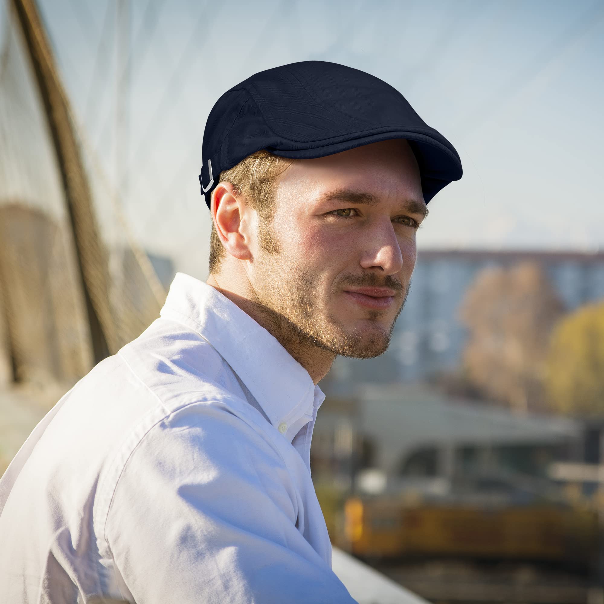 URATOT 4 Pieces Newsboy Men's Hat Flat Cap Cotton Newsboy Cap Adjustable Cabbie Driving Cap Hunting Hat for Men