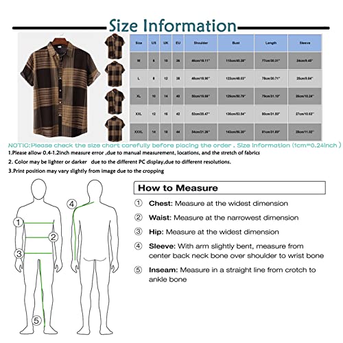 YYQXIiyty Men's Slim-Fit Blouses V-Neck Casual Formal Beach Dress Shirts Short Sleeve Button Down Open Front Shirts Brown