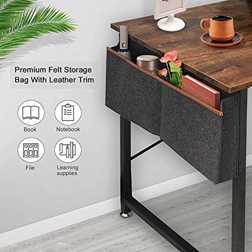 Seeutek Study Computer Desk Modern Writing Table 47 Inch Simple Style Laptop Desk with Storage Bag and Hooks for Home and Office