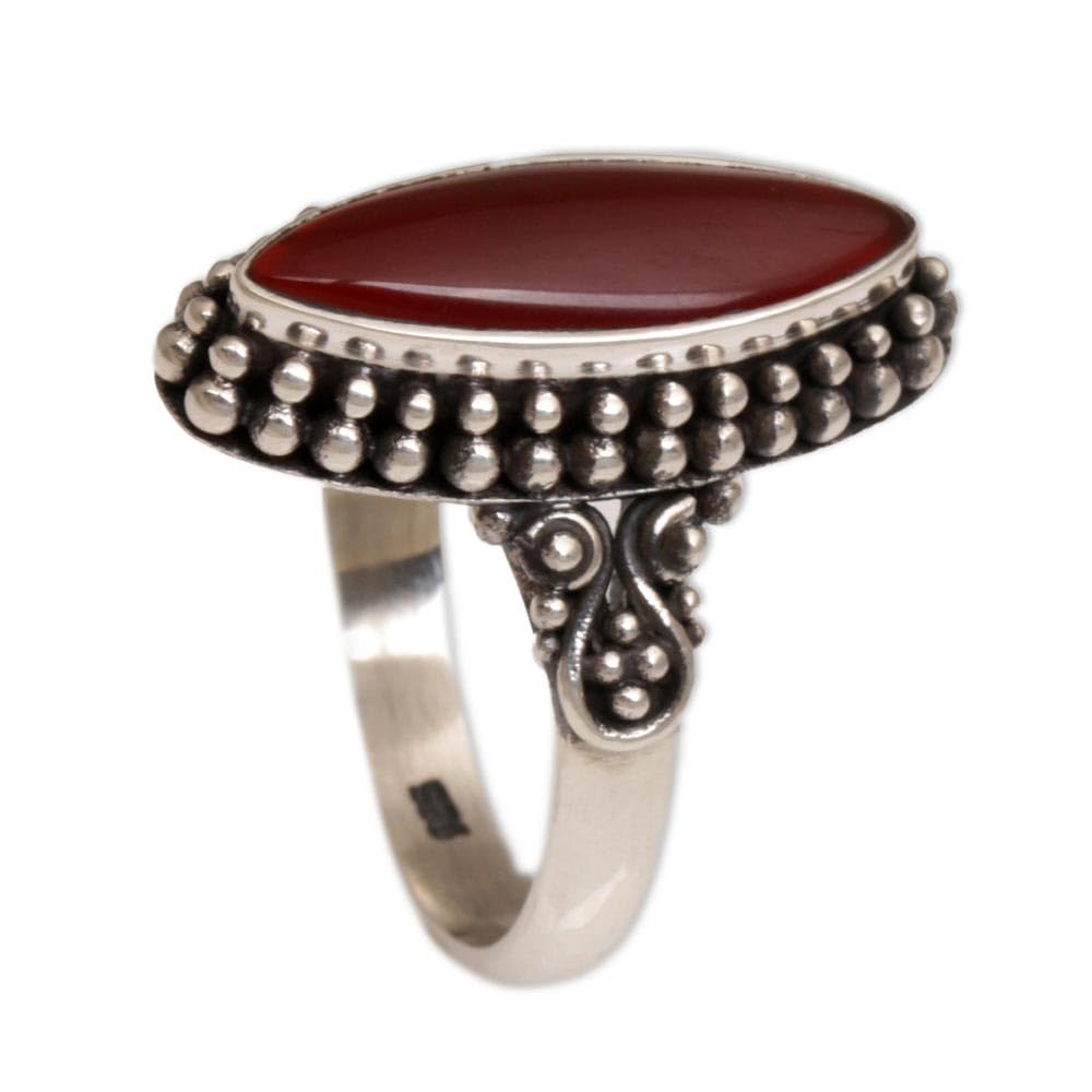 NOVICA Women's Fire and Courage Carnelian Ring, Red, 6