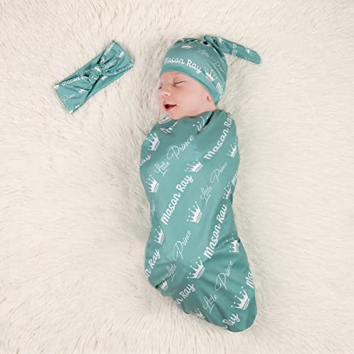 Personalized Baby Blankets for Boys Girls with Name Personalized Gifts Custom Baby Blankets for Girls Swaddle Newborn Swaddle (Swaddle+Headband)…