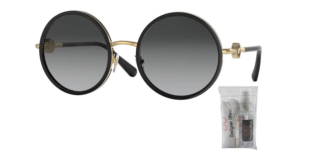 Versace VE2229 100211 56MM Black/Grey Gradient Round Sunglasses for Women + BUNDLE With Designer iWear Eyewear Kit