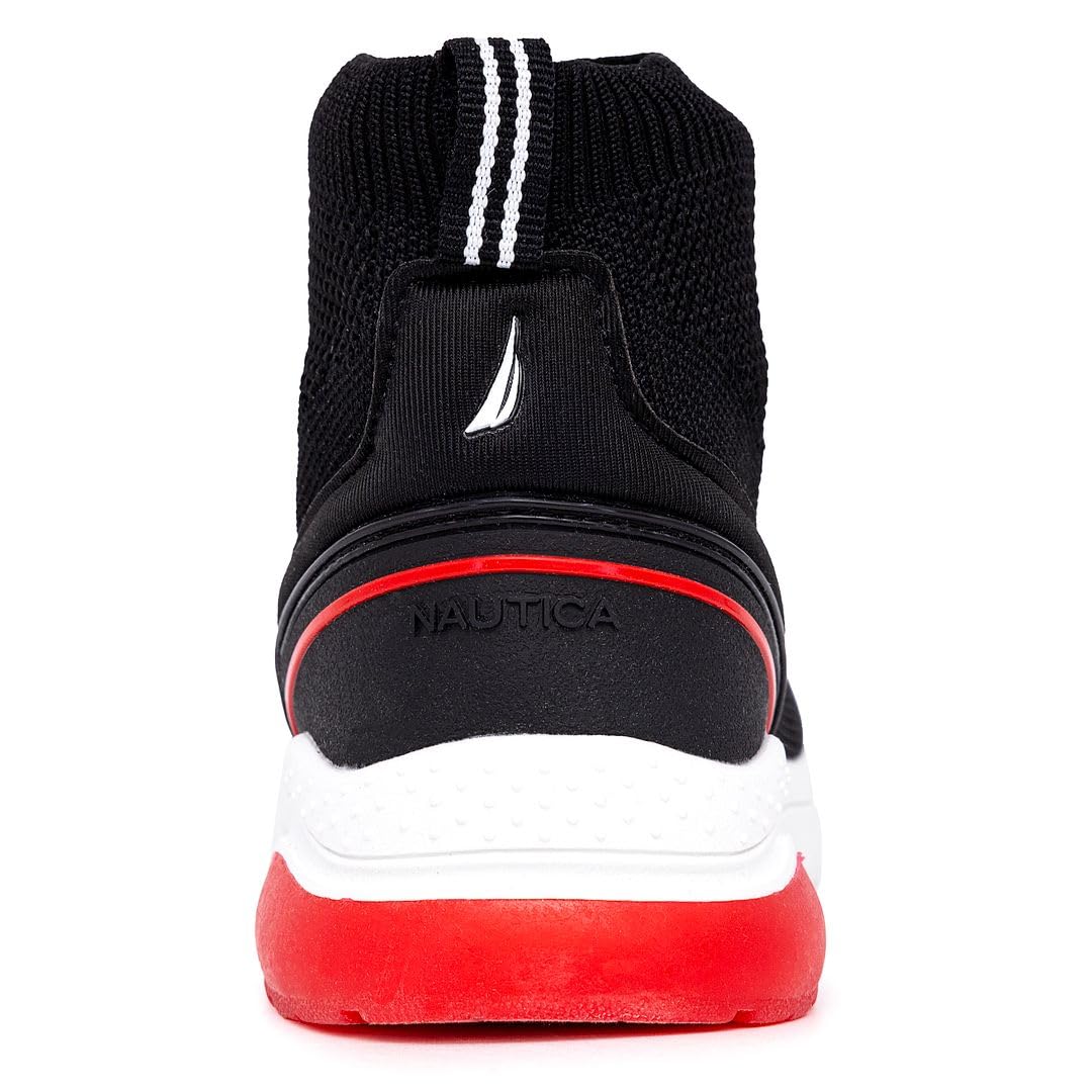 Nautica Kids High Top Sock Tennis Sneaker Athletic Running Shoe with Extra Ankle Support -Silas Lace-Olive Black Pop Size-13