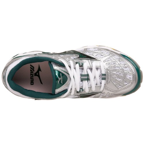 Mizuno Women's Wave Lightning 5 Volleyball Shoe, Silver/Forest