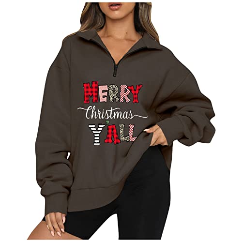 YYQXIiyty Women's Long Sleeve Christmas 3D Print Pullover V Neck Autumn and Winter Tops Fashion Cute Sweatshirt