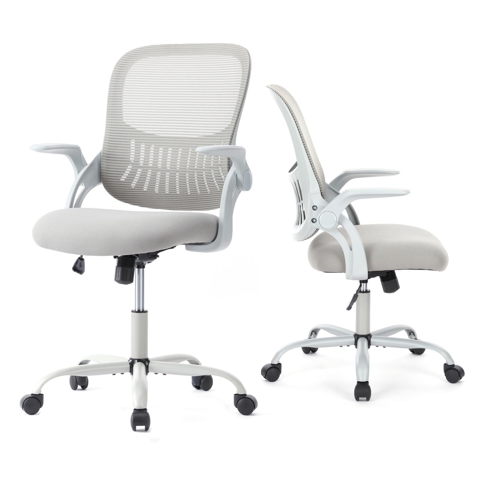 Office Chair, Ergonomic Desk Chair, Mid Back Mesh Computer Chair, Height Adjustable Rolling Swivel Task Chair with Flip-up Armrests and Lumbar Support