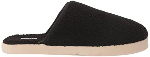 TOMS Men's Harbor Slipper, Black Faux Shearling, 10.5